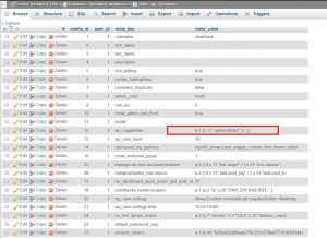 How to change WordPress user roles in MySQL database using PhpMyAdmin ...